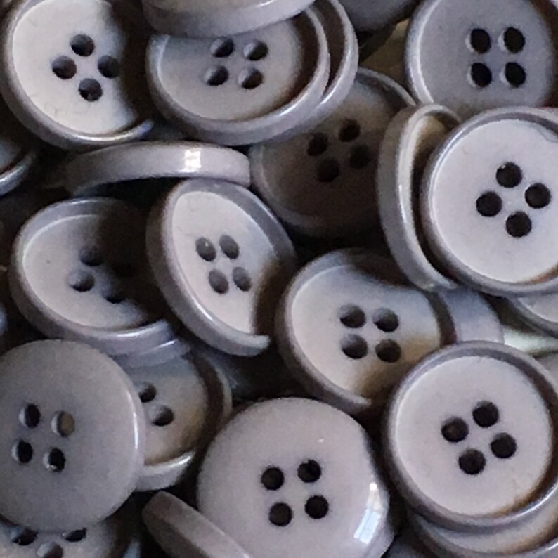 Small Gray Buttons With Prominent Edge, Vintage Set of 12, 5/8" in ...
