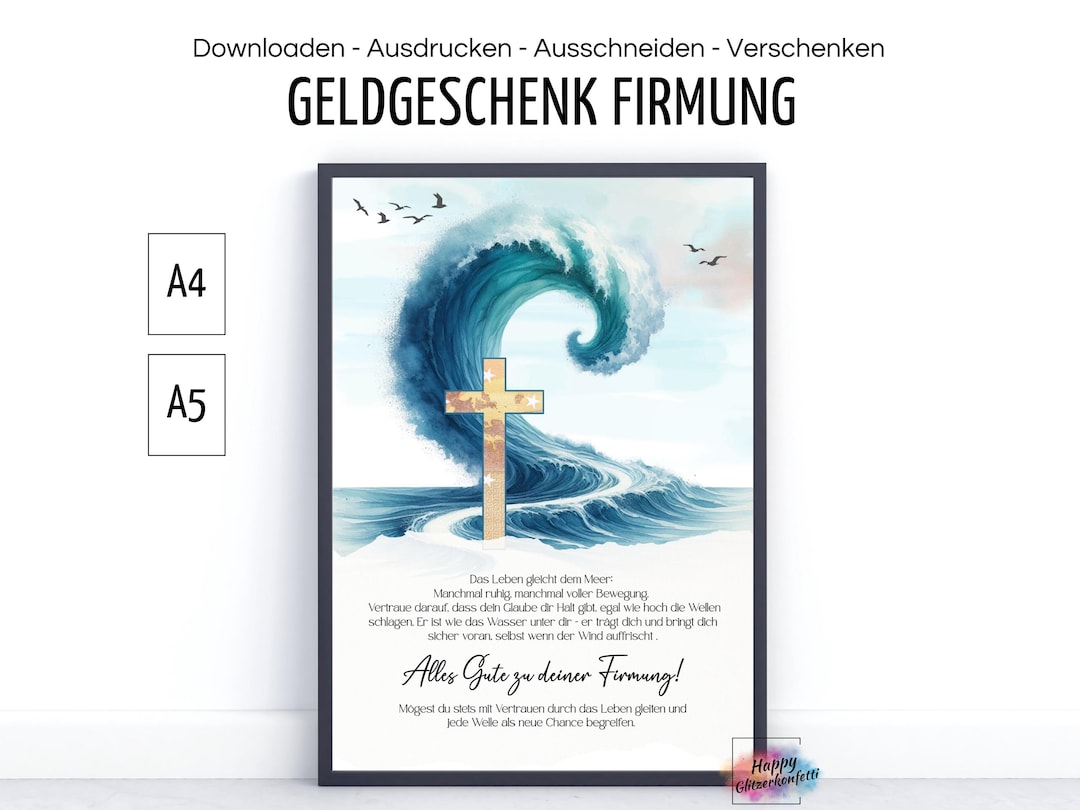Confirmation Money Gift, DIY PDF Template for Printing, Last-minute ...