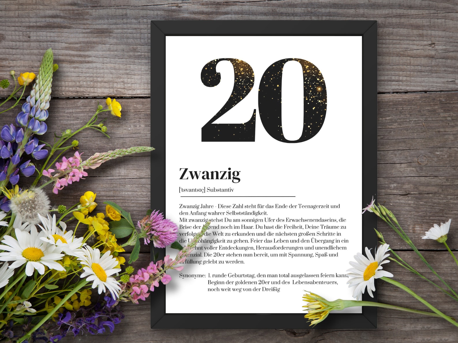 Poster Postcard for 20th Birthday I Definition I 20 Years I Twenty I ...