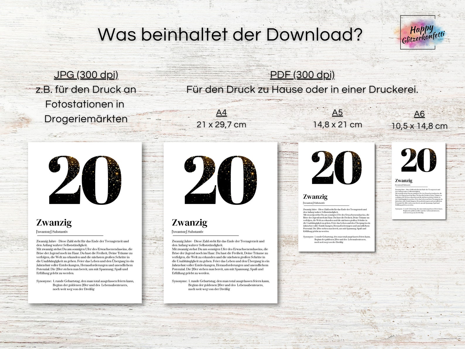 Poster Postcard for 20th Birthday I Definition I 20 Years I Twenty I ...