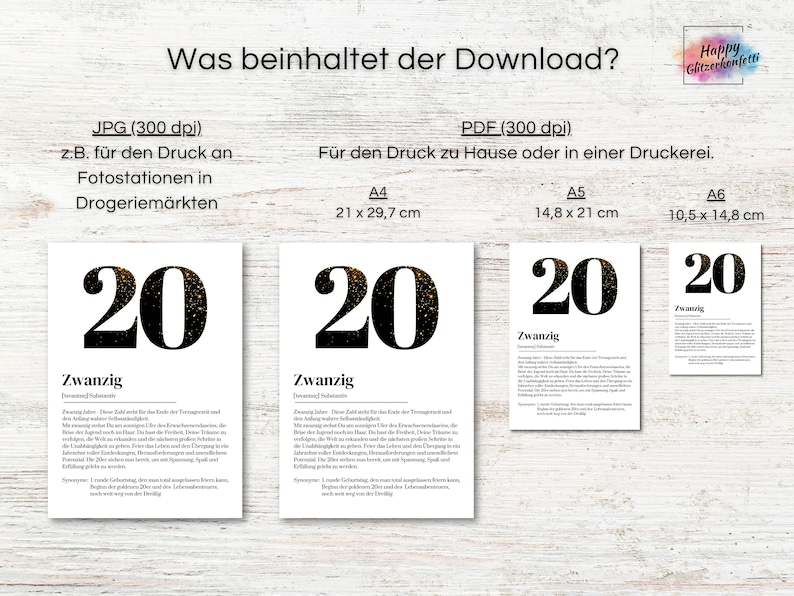 Poster Postcard for 20th Birthday I Definition I 20 Years I Twenty I ...