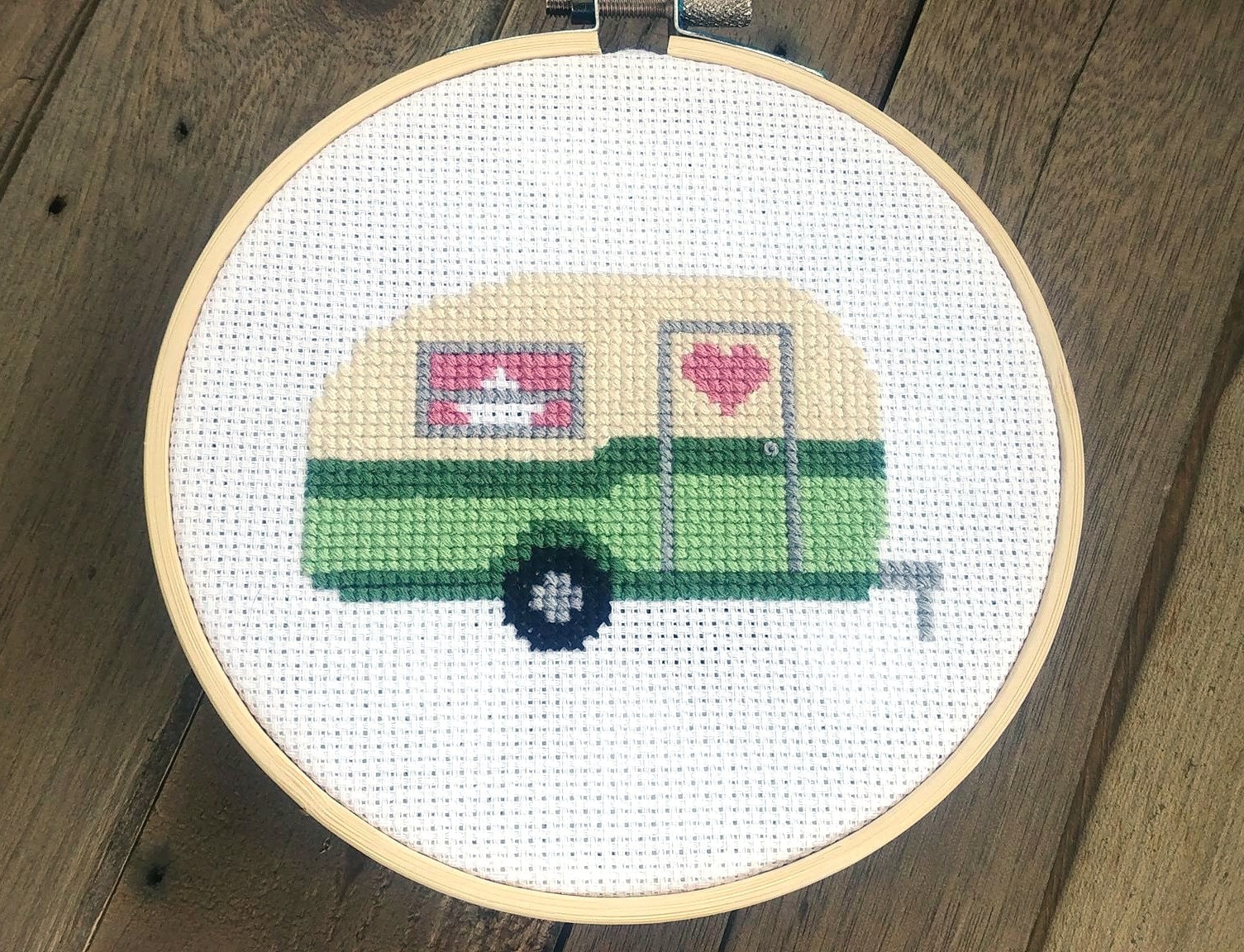 Retro Camper Set Cross Stitch Pattern Needlepoint Embroidery Beginner ...