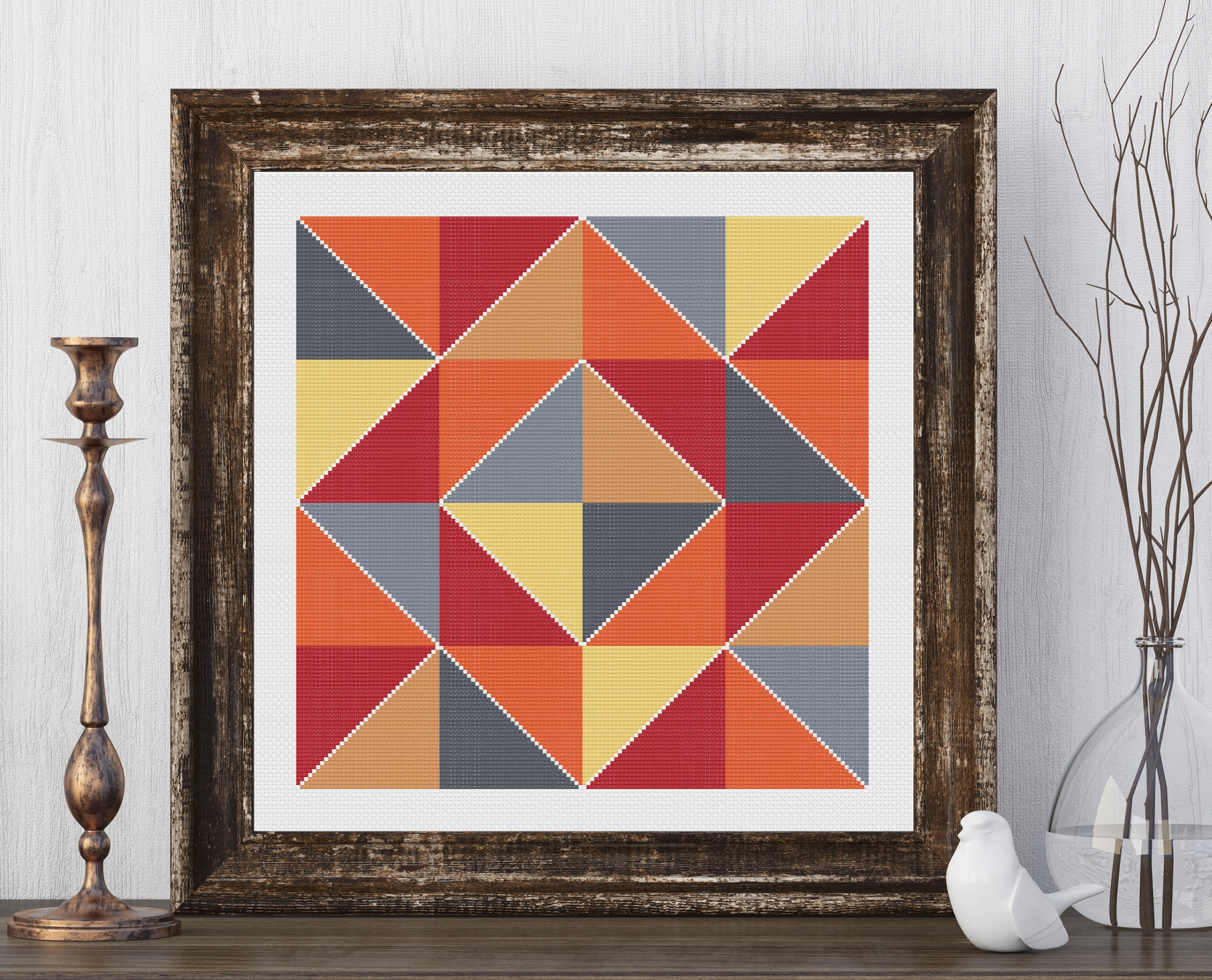 Nikki Block Barn Quilt Square Traditional Cross Stitch Pattern ...