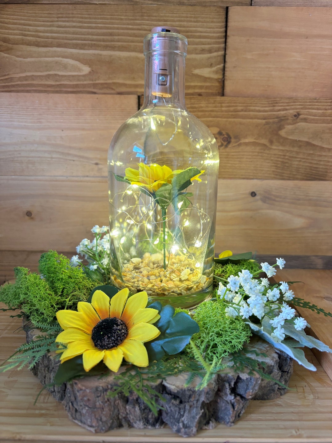 Wedding Sunflower Rustic Table Centrepiece LED - Etsy