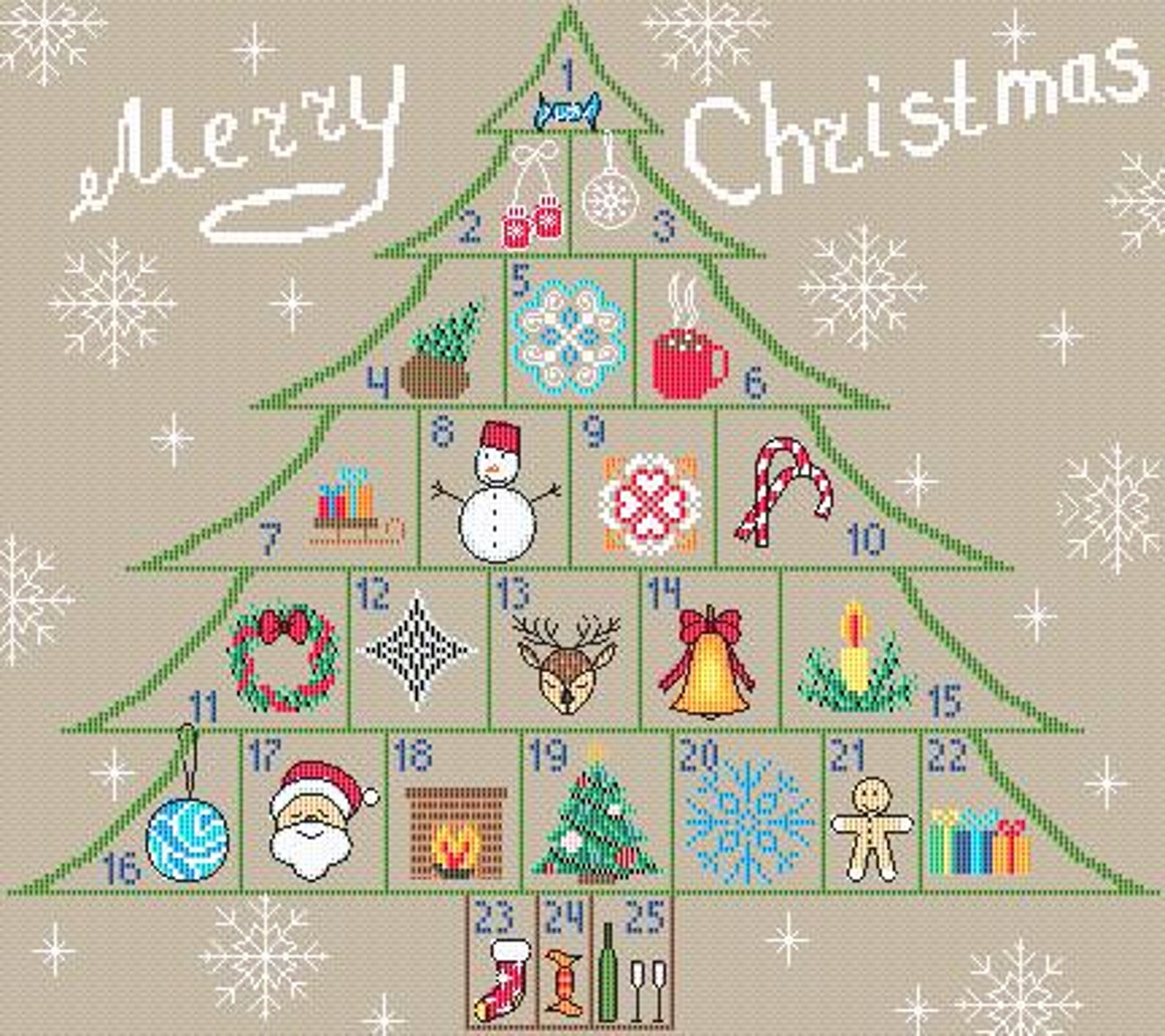 Pdf Scheme for Cross Stitch. Advent Calendar. Christmas Advent Calendar ...