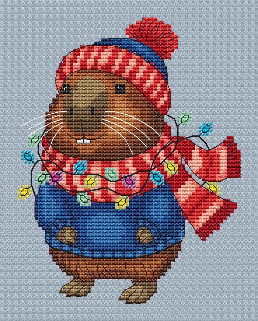Pdf Scheme of Embroidery of a New Year's Capybara. New Year's Design ...