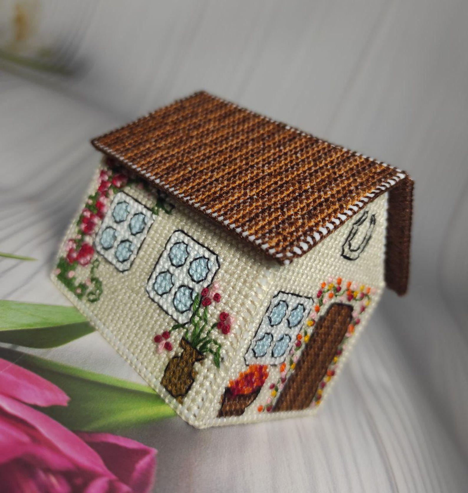 Pdf Scheme + Saga for Cross-stitching. 3d Embroidery. Embroidered House ...