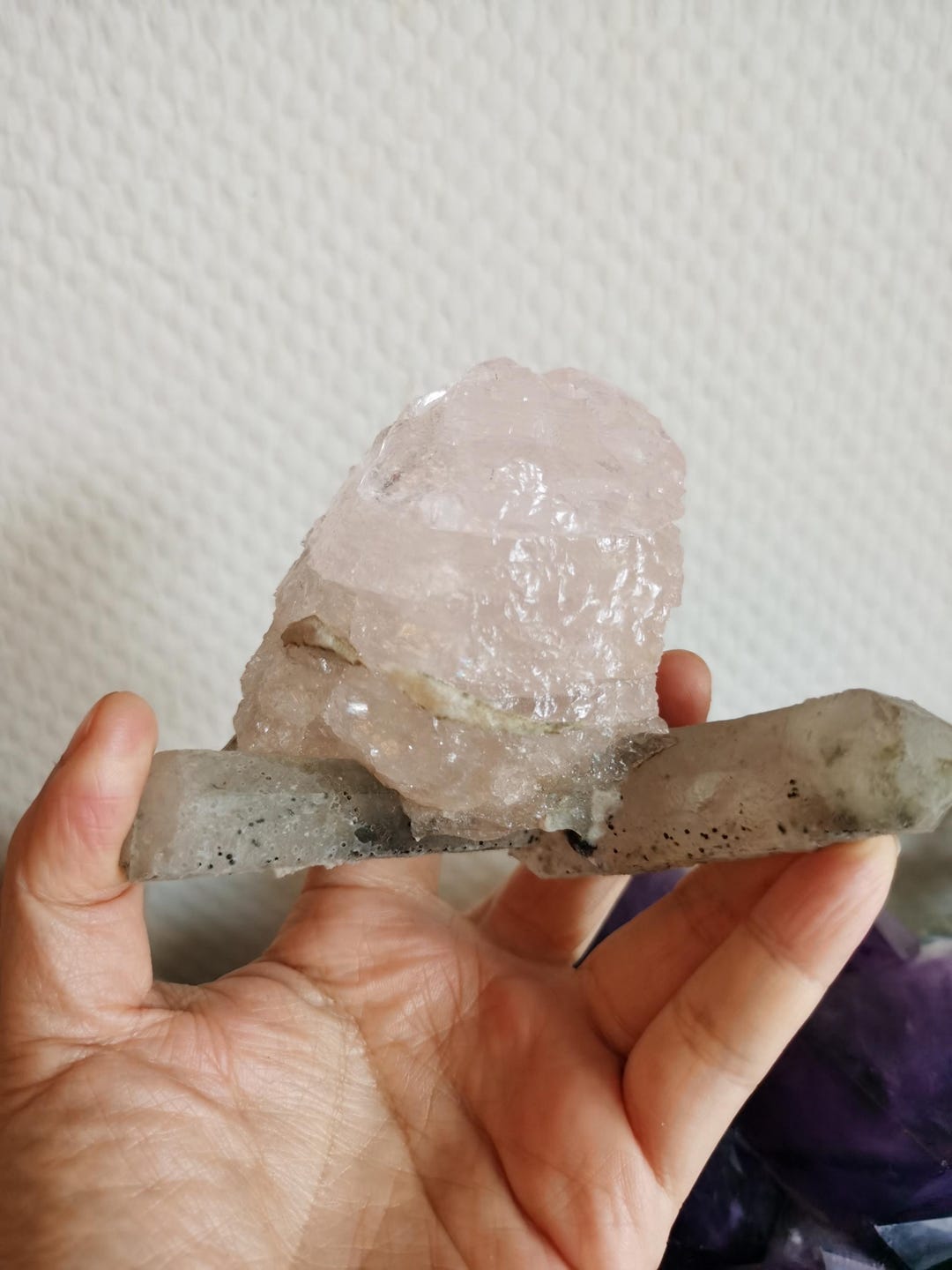 263g Calcite rose associée à du quartz Calcite de manganèse Mongolie ...
