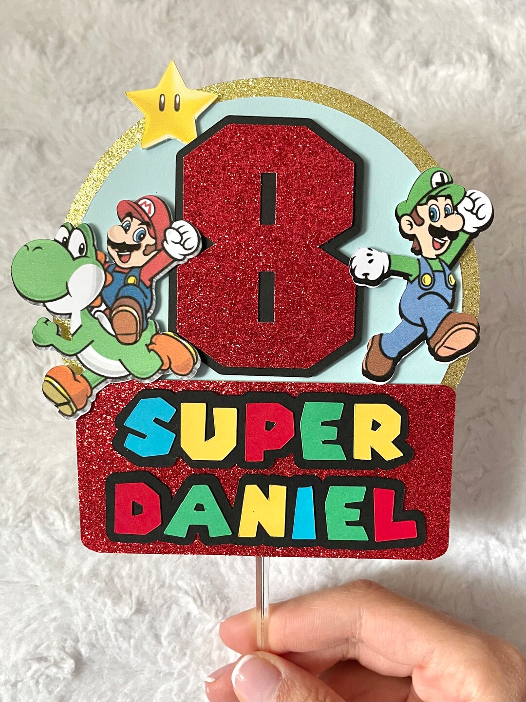 Custom Super Mario Cake Topper | Mario Party Decor | Mario, Luigi ...
