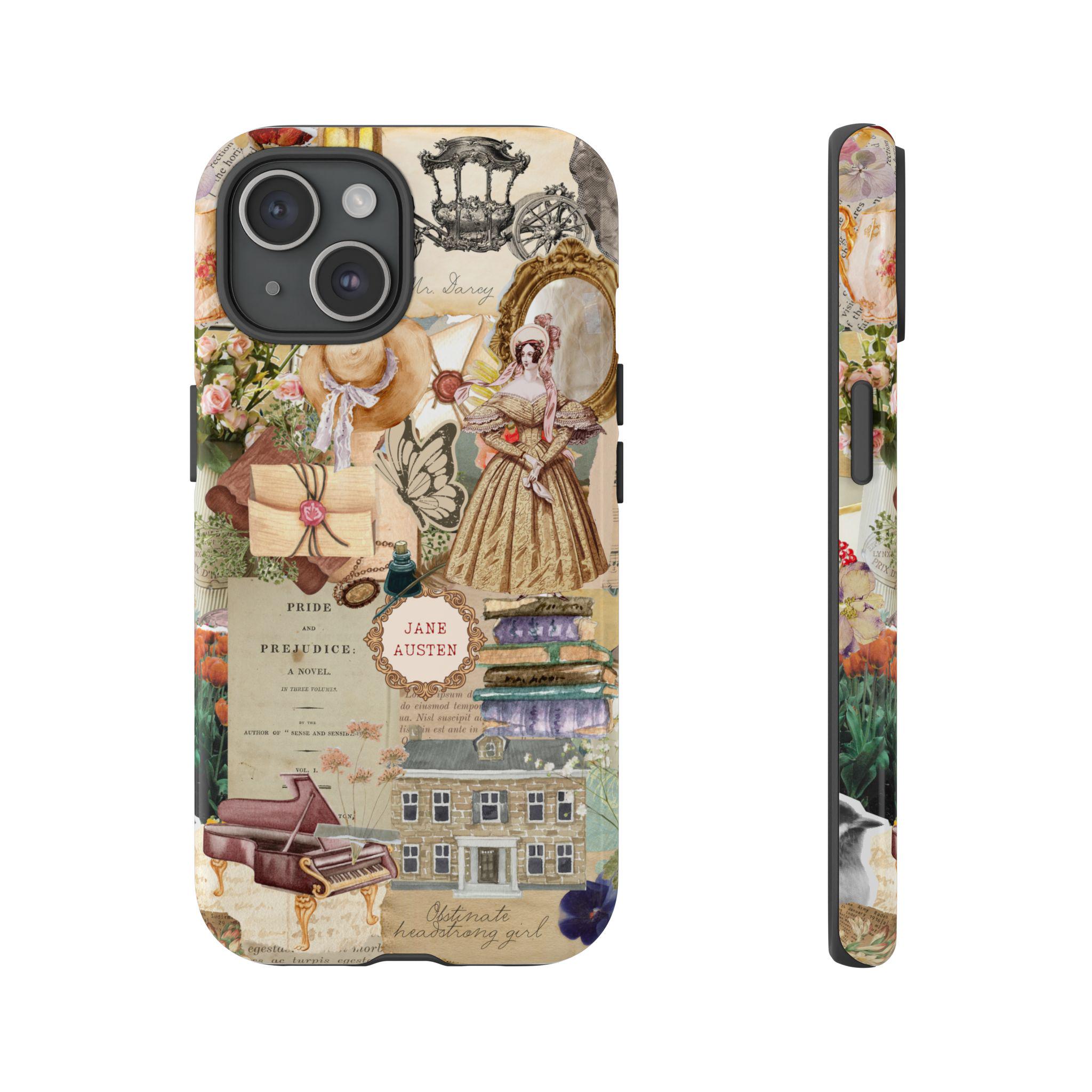 Jane Austen Vintage Collage Phone Case, Pride and Prejudice Book ...