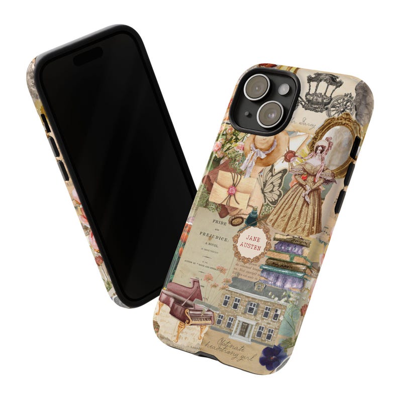 Jane Austen Vintage Collage Phone Case, Pride and Prejudice Book ...