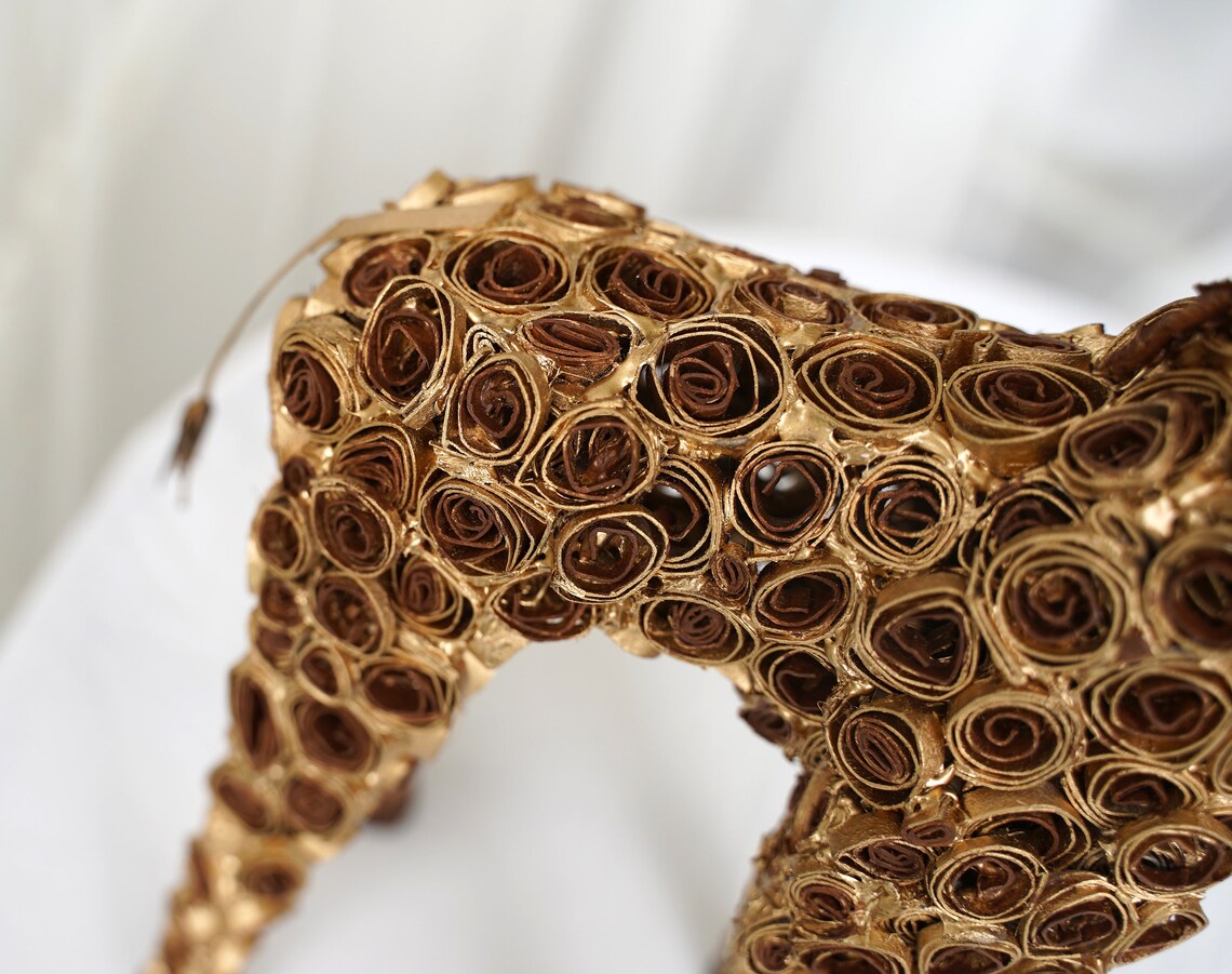 Handmade Giraffe Statue Sculpture, Upcycled Paper Mache, Unique ...