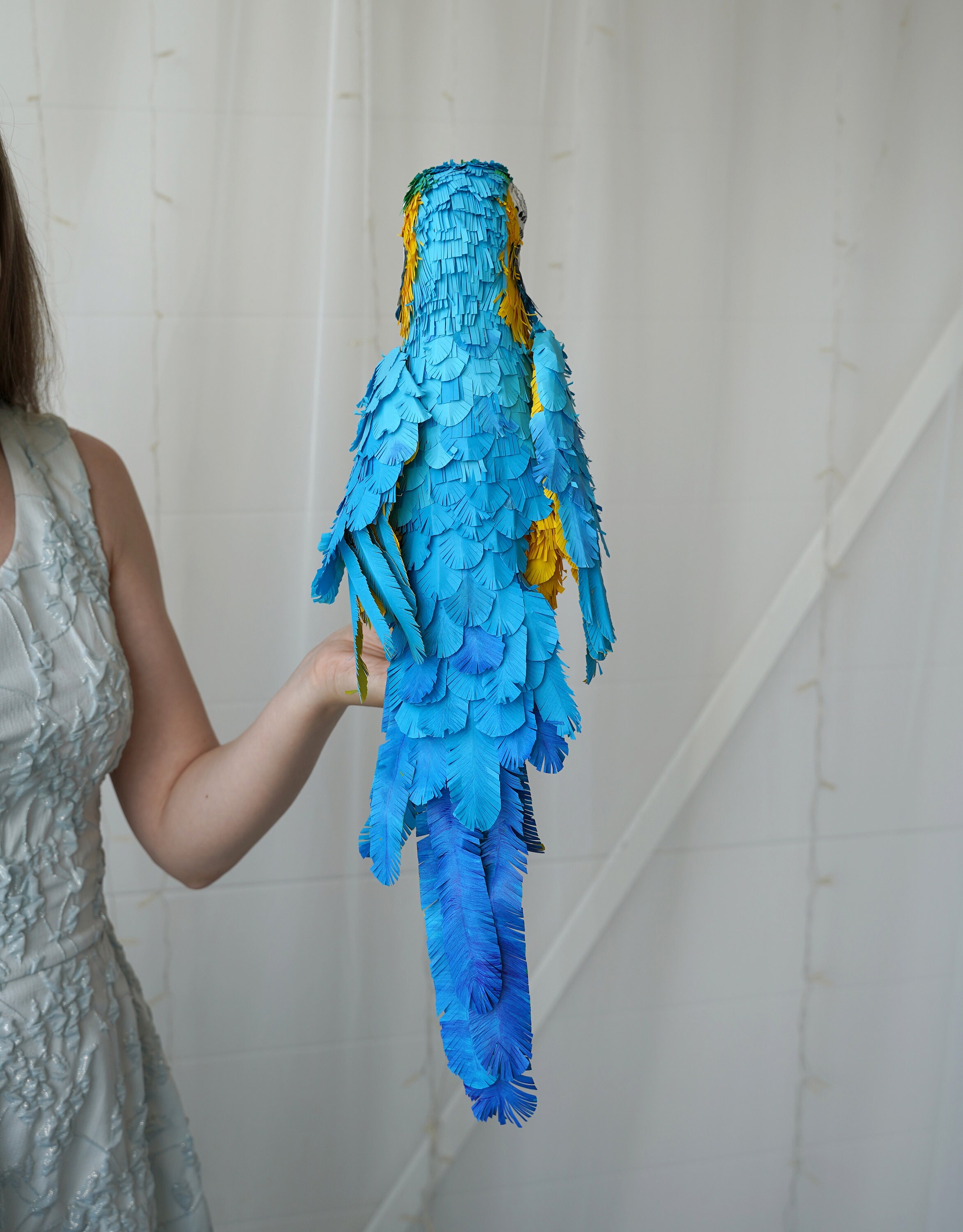 Handmade Paper Blue and Gold Macaw Parrot Bird Figurine Papercraft ...