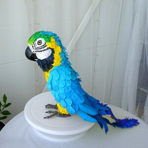 Handmade Paper Blue and Gold Macaw Parrot Bird Figurine Papercraft ...