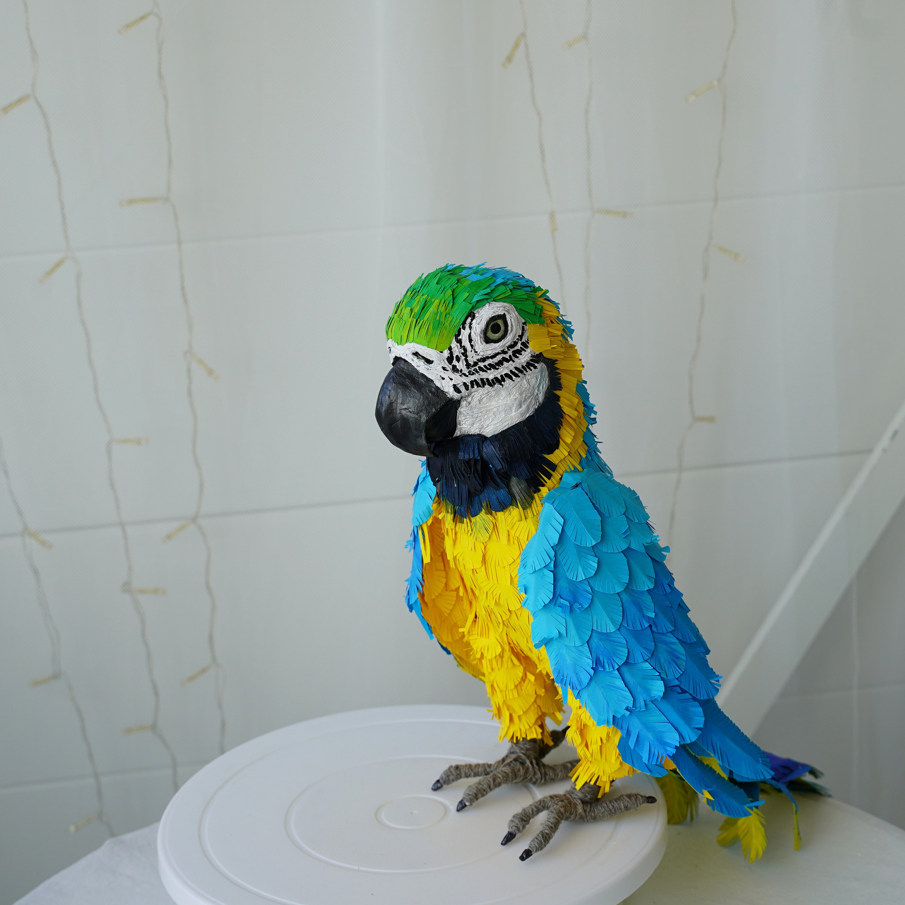 Handmade Paper Blue and Gold Macaw Parrot Bird Figurine Papercraft ...