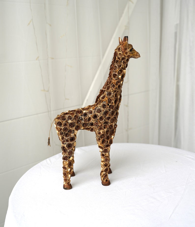 Handmade Giraffe Statue Sculpture, Upcycled Paper Mache, Unique ...