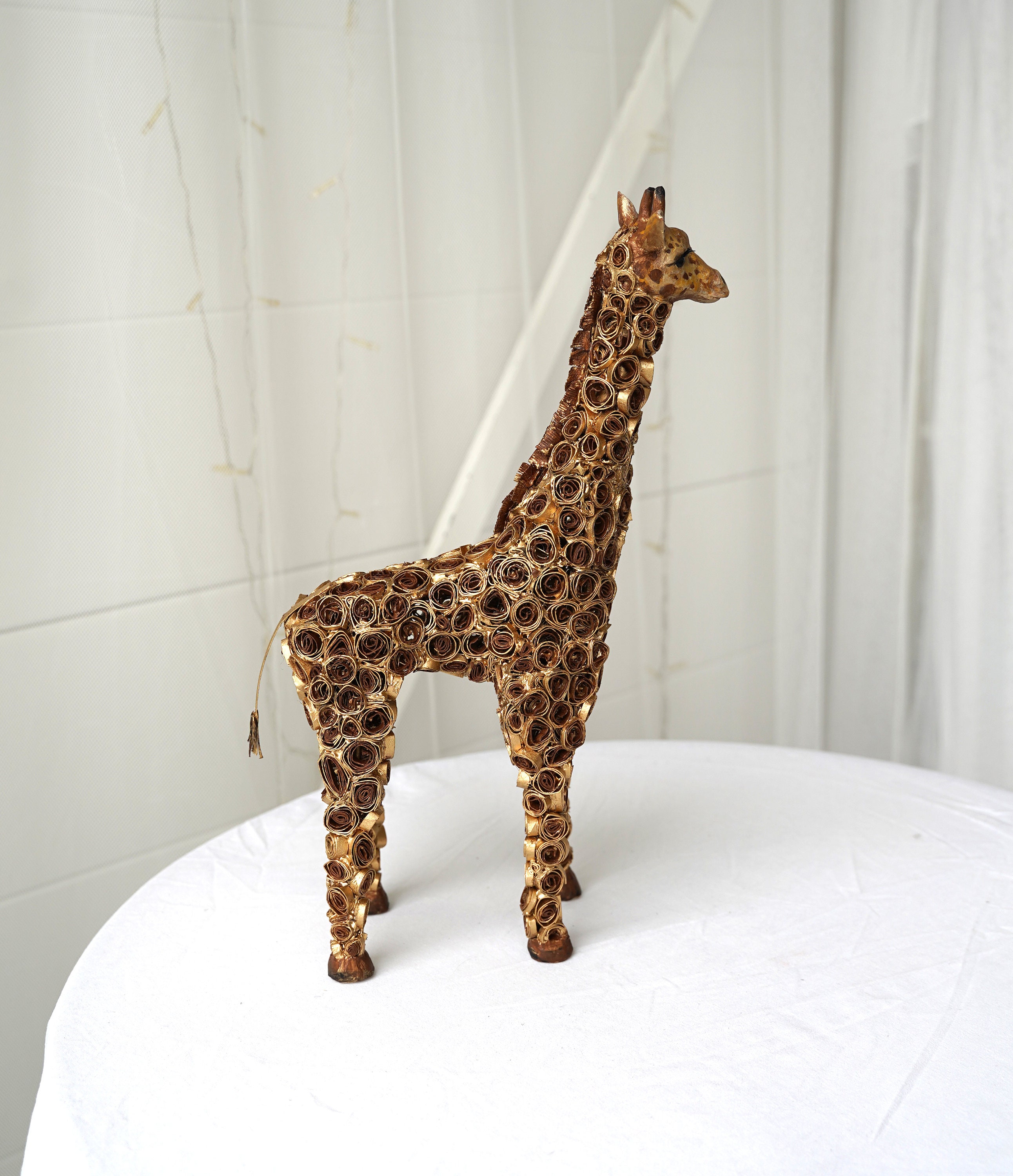 Handmade Giraffe Statue Sculpture, Upcycled Paper Mache, Unique ...