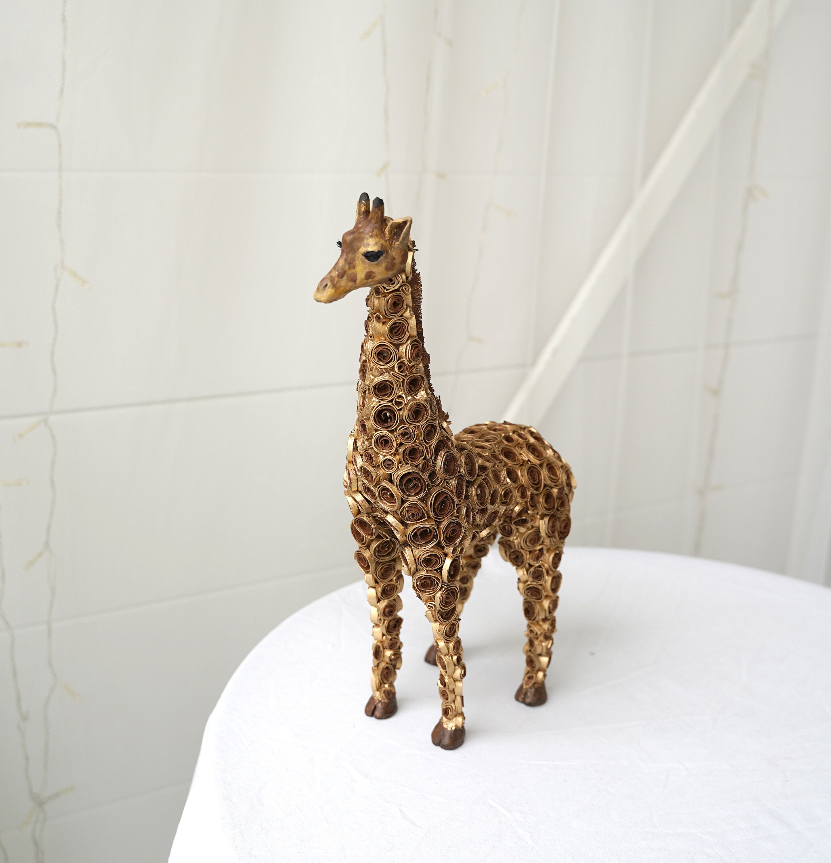 Handmade Giraffe Statue Sculpture, Upcycled Paper Mache, Unique ...