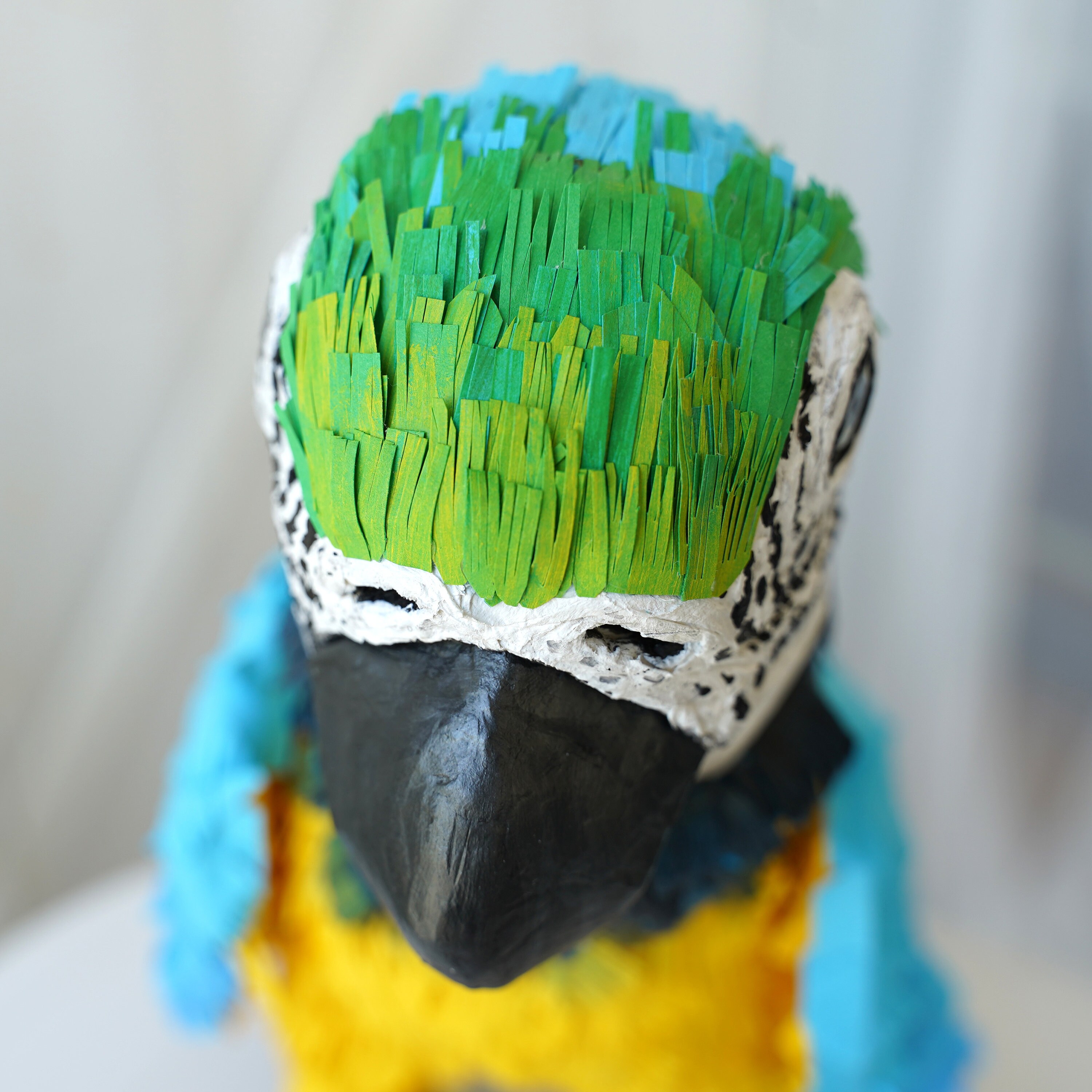 Handmade Paper Blue and Gold Macaw Parrot Bird Figurine Papercraft ...