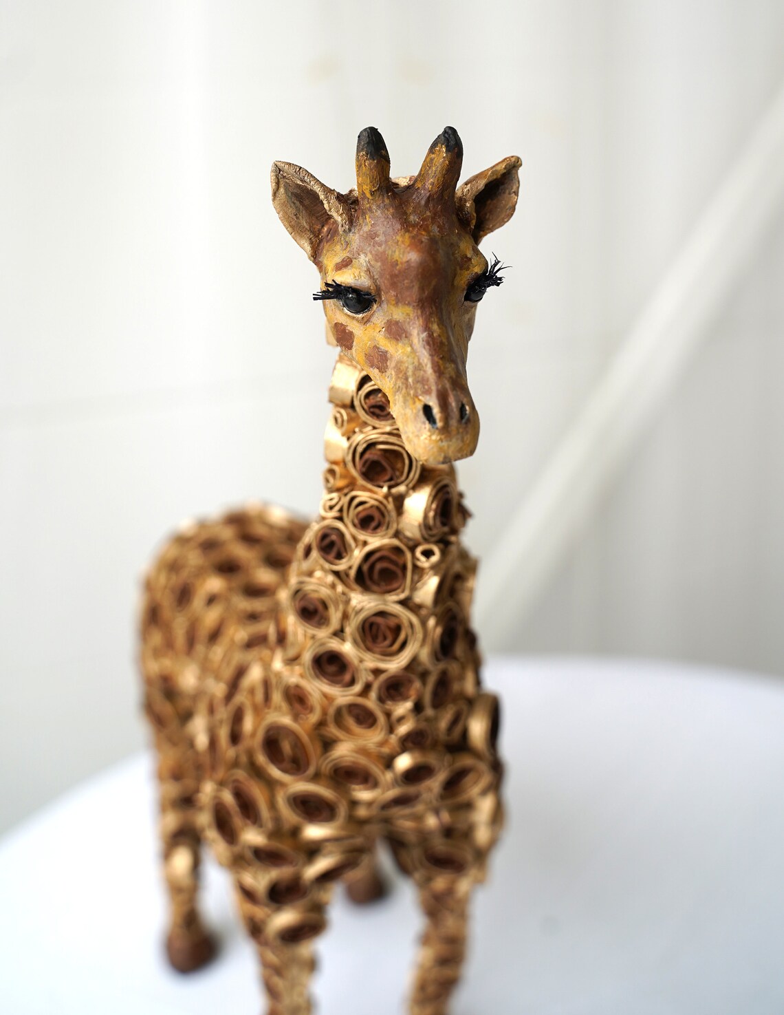 Handmade Giraffe Statue Sculpture, Upcycled Paper Mache, Unique ...