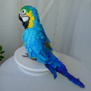 Handmade Paper Blue and Gold Macaw Parrot Bird Figurine Papercraft ...