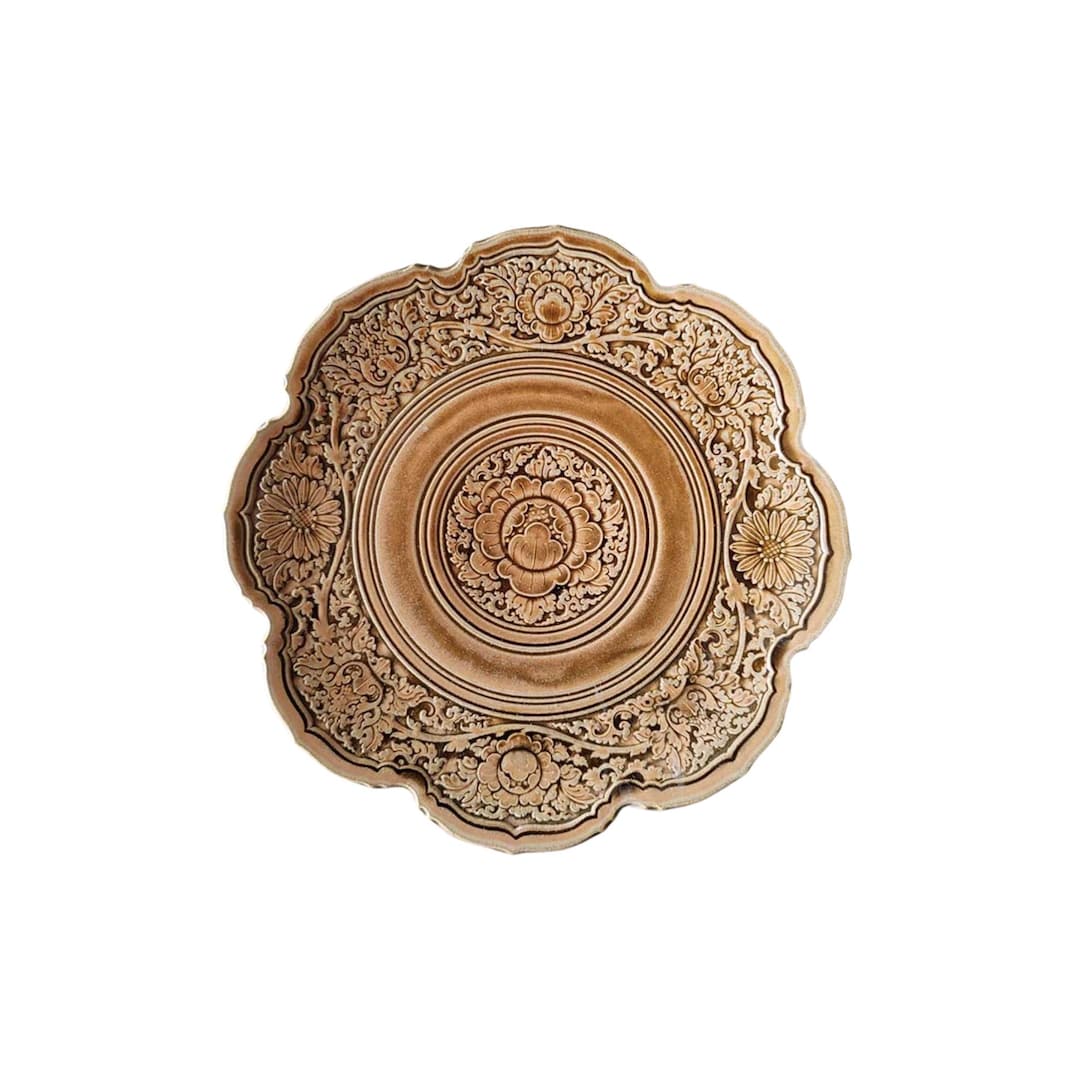 Vintage Flower Design Round Ceramic Plate, Decorative Serving Plate, 11 ...
