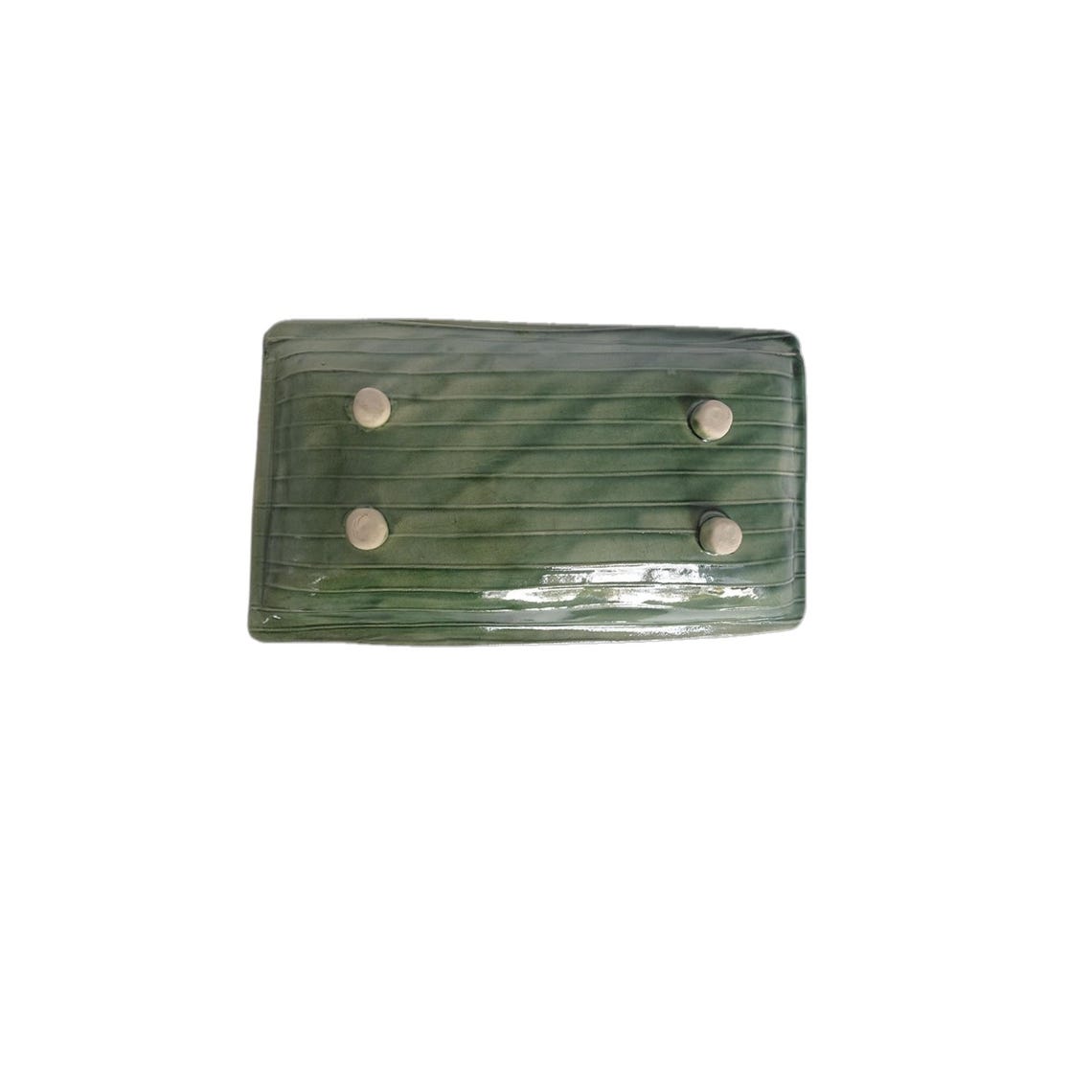 Set of 2 Ceramic Banana Leaf Plates, Decorative Serving Plates, Green ...