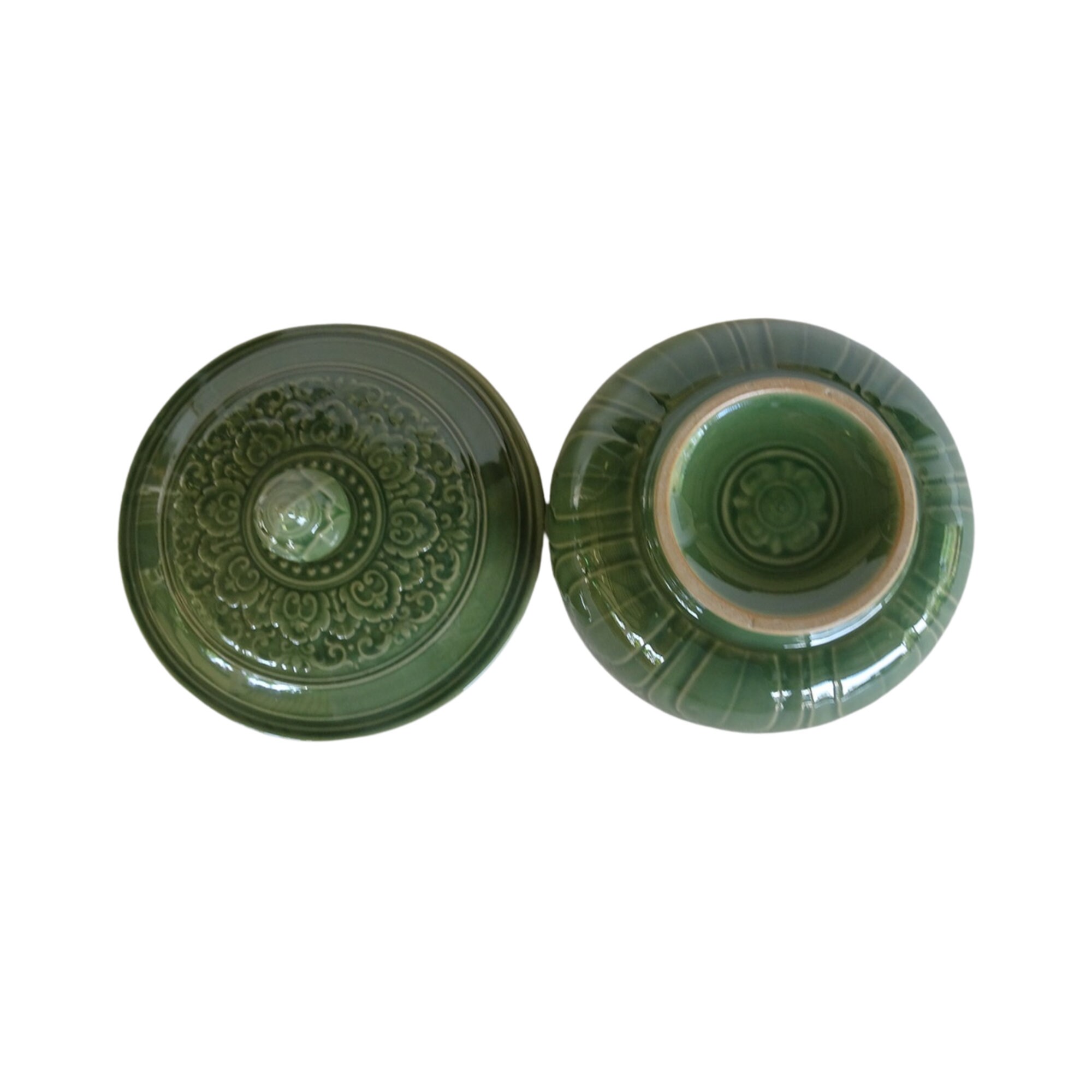 Green Ceramic Bowl, Vintage Design Decorative Serving Bowl With Lid ...