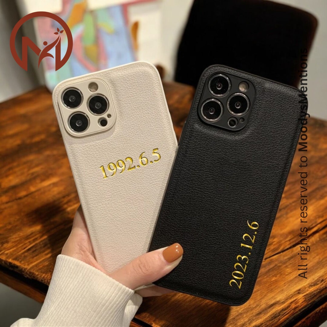 Personalized Leather Phone Case - Custom Embossed iPhone Case for ...