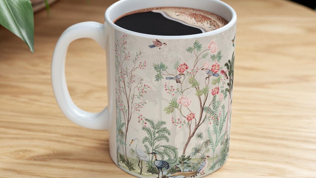Mug Botanical Tree Wildflower Mug, Boho Wildflowers Cottagecore Coffee ...