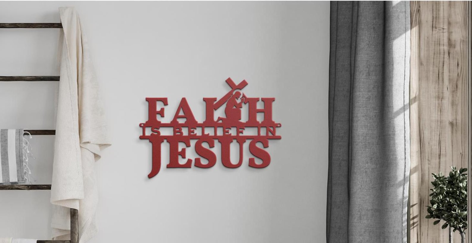 Faith is Belief in Jesus Christian Art Decor Wall Hanging Metal ...