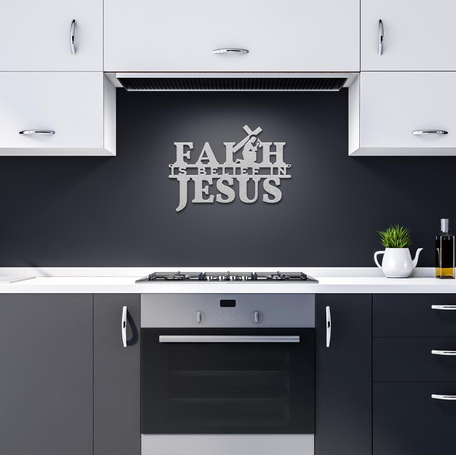 Faith is Belief in Jesus Christian Art Decor Wall Hanging Metal ...