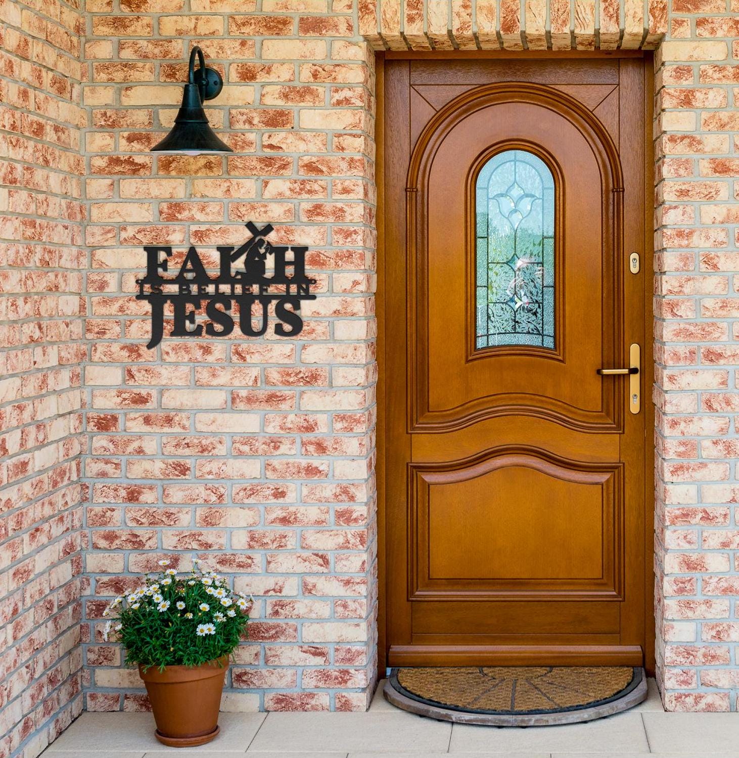Faith is Belief in Jesus Christian Art Decor Wall Hanging Metal ...