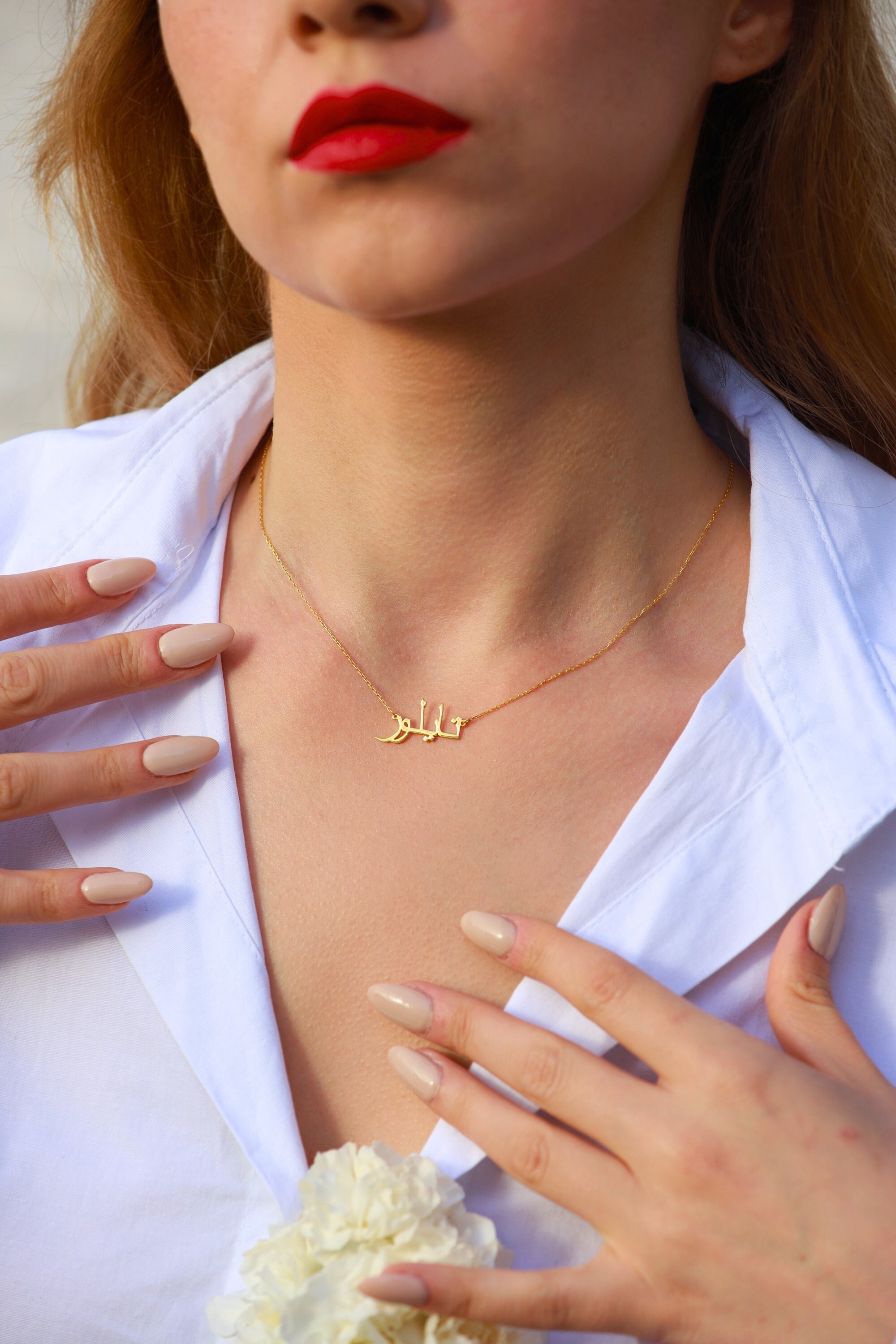 Personalized Arabic Name Necklace, Gold Arabic Necklace, Dainty Name ...
