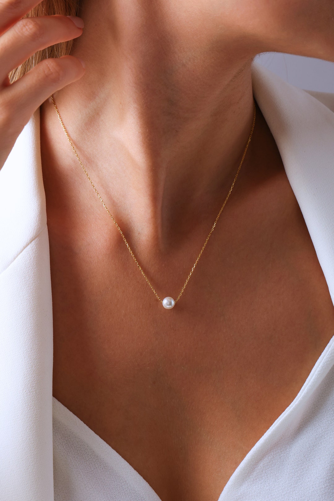 Pearl Cable Chain Necklace, Elegant Bridal Jewelry - Etsy