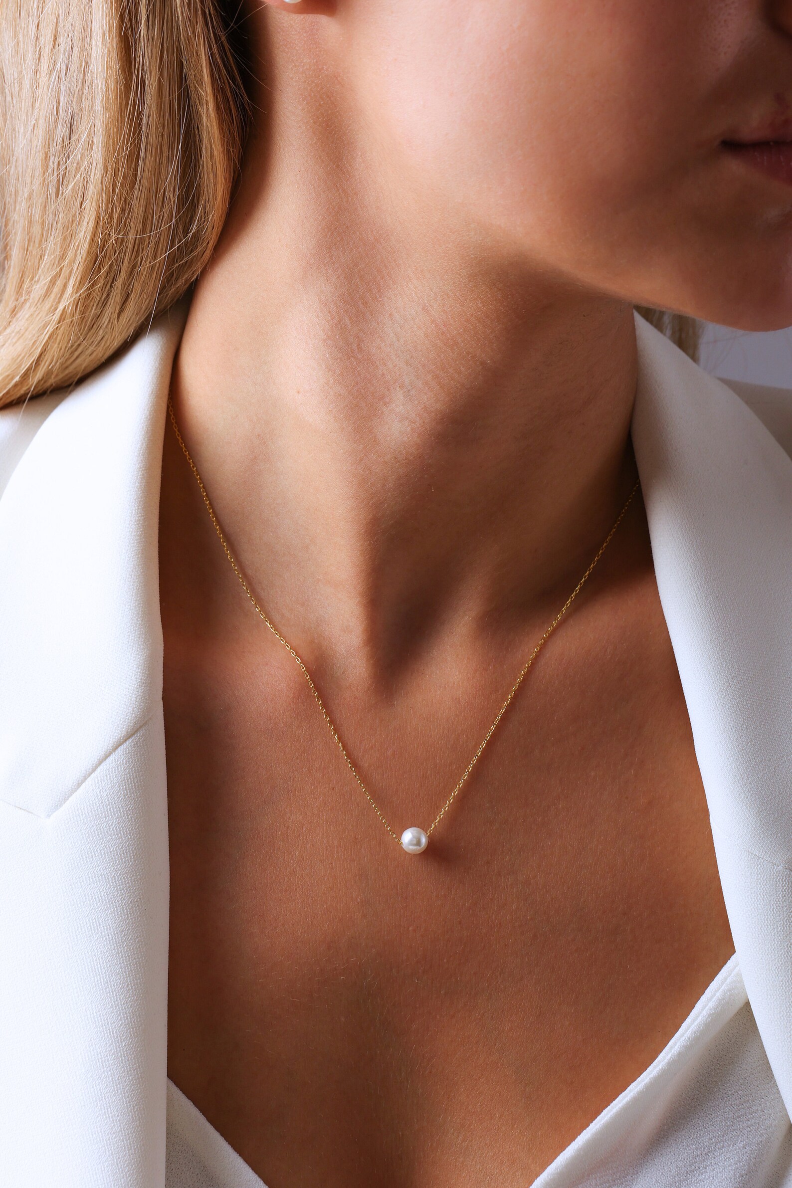 Pearl Cable Chain Necklace, Elegant Bridal Jewelry - Etsy