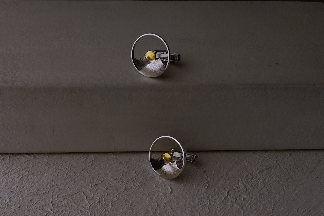 Cufflinks for Groom, Silver Mountain Letter Cufflinks, Silver Cufflinks ...