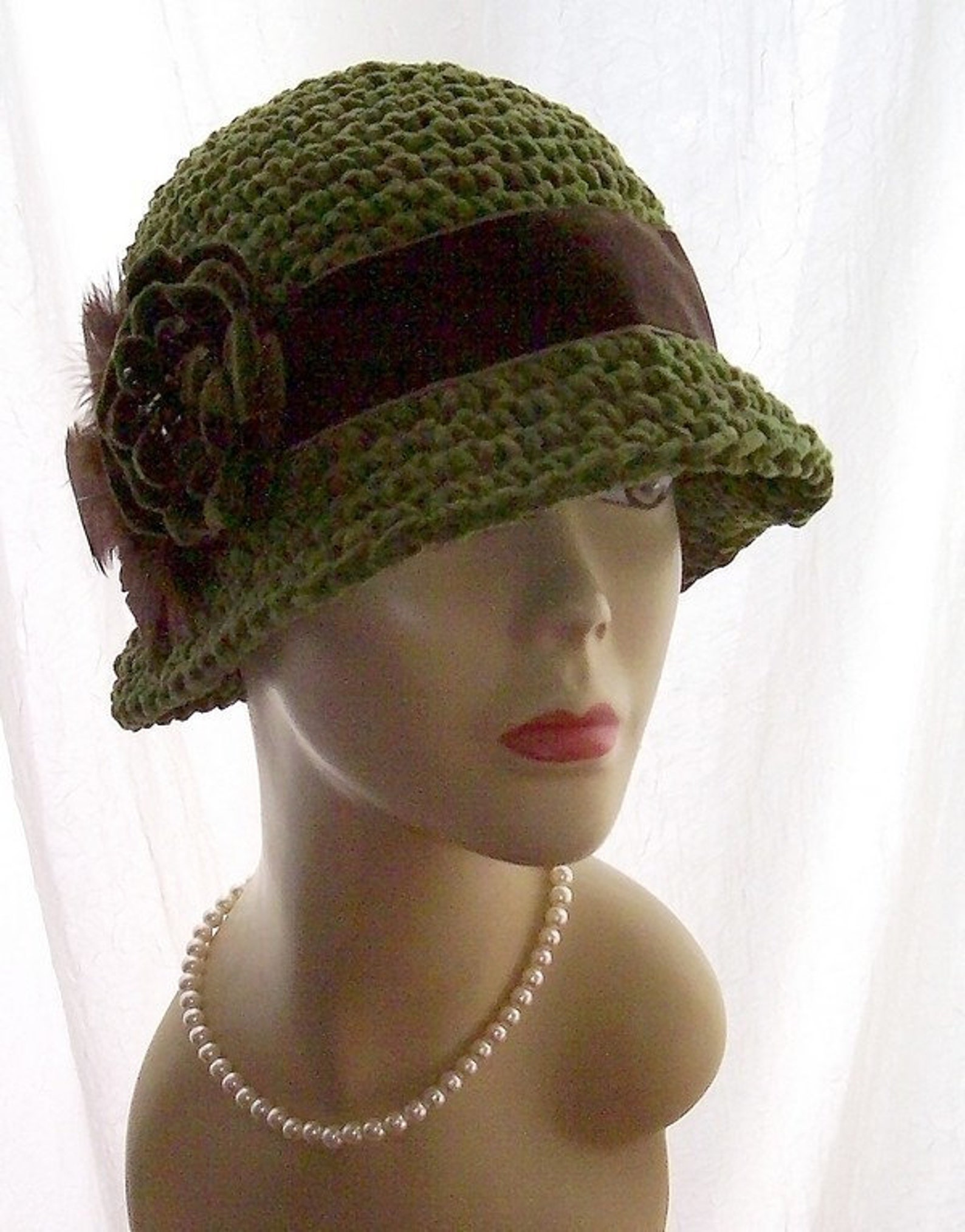 New Vintage Style Cloche Hat Satin Velvet Feathers - Etsy