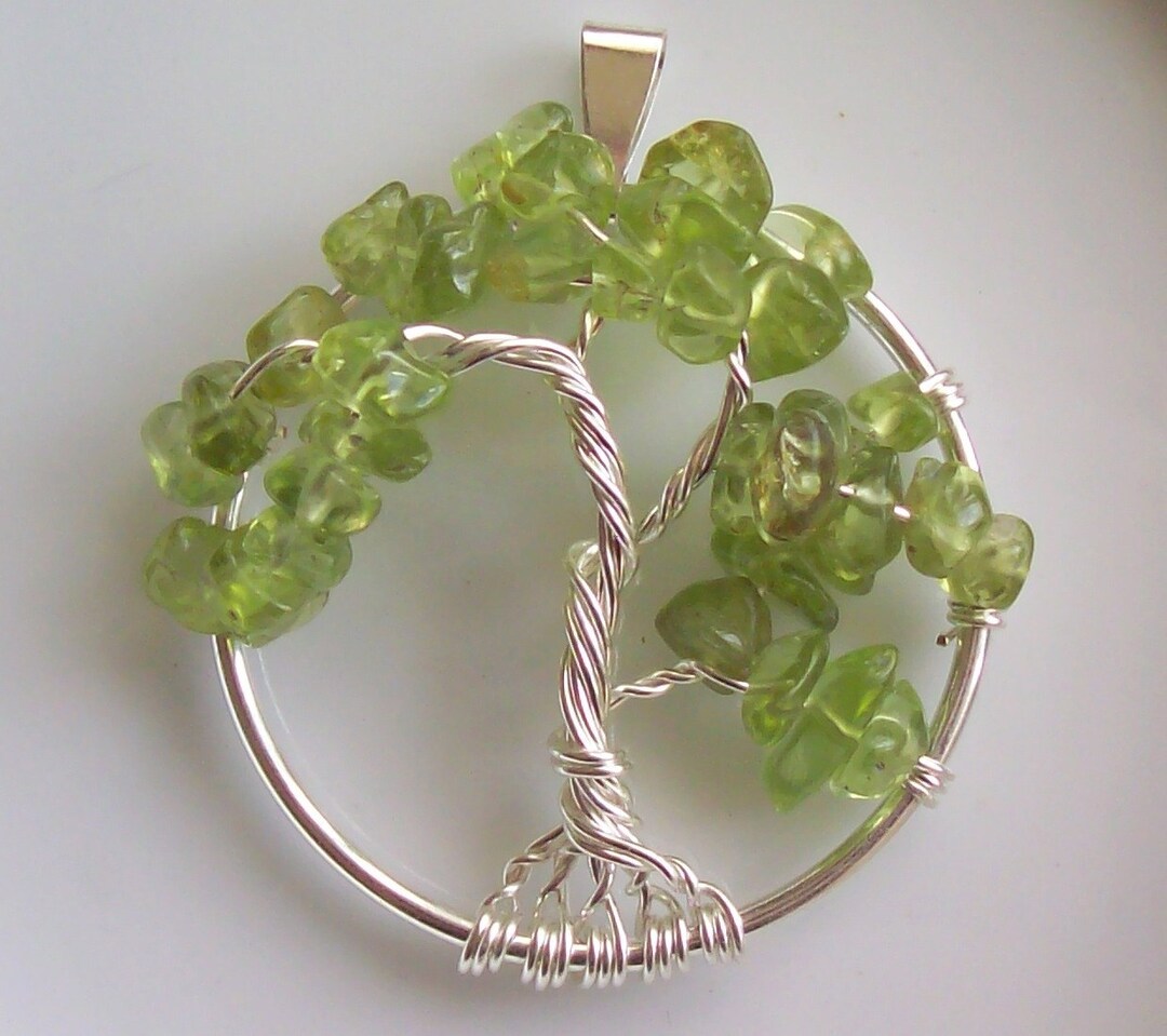 Tree of Life Pendant Necklace Bonsai Genuine Peridot Wire Wrapped ...