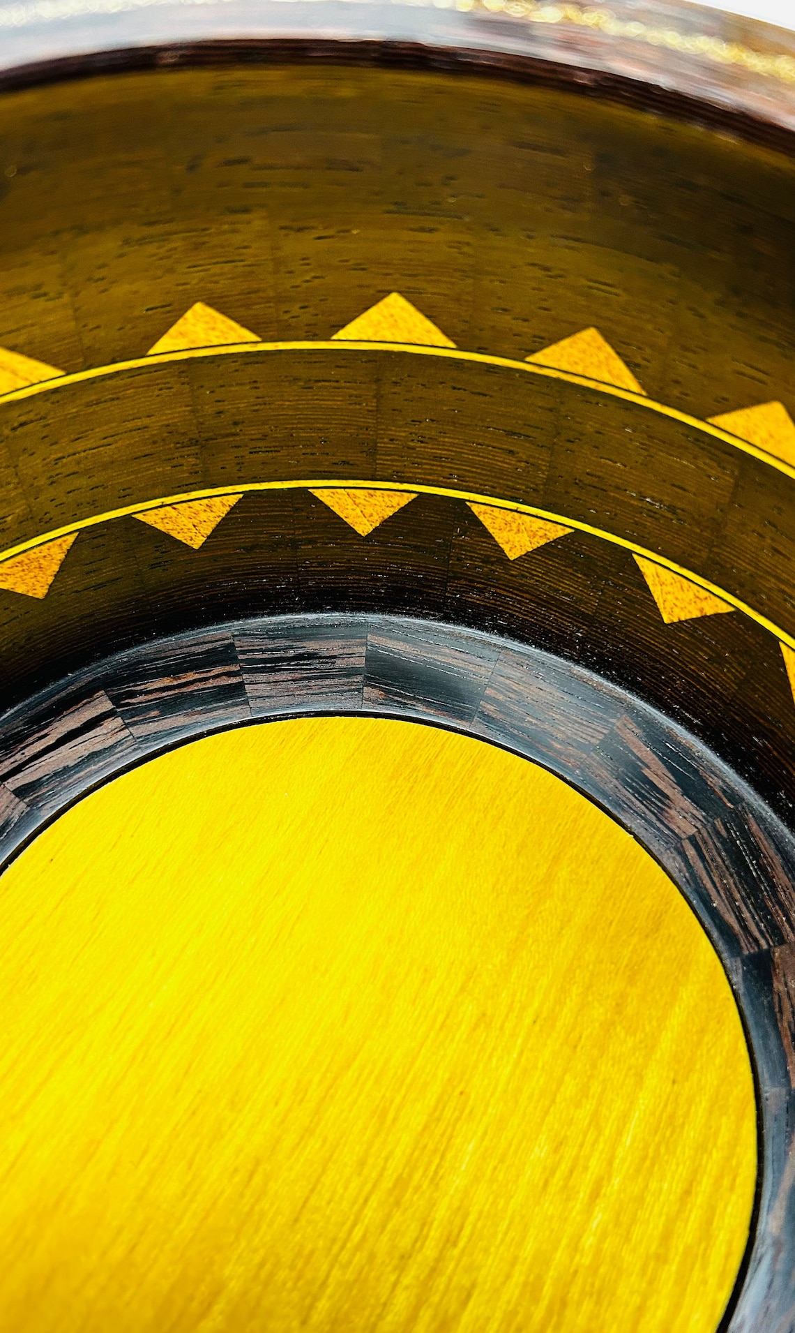 Wooden Lathe Turned Segmented Wenge Bowl, Yellowheart Accents, Black ...