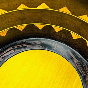 Wooden Lathe Turned Segmented Wenge Bowl, Yellowheart Accents, Black ...