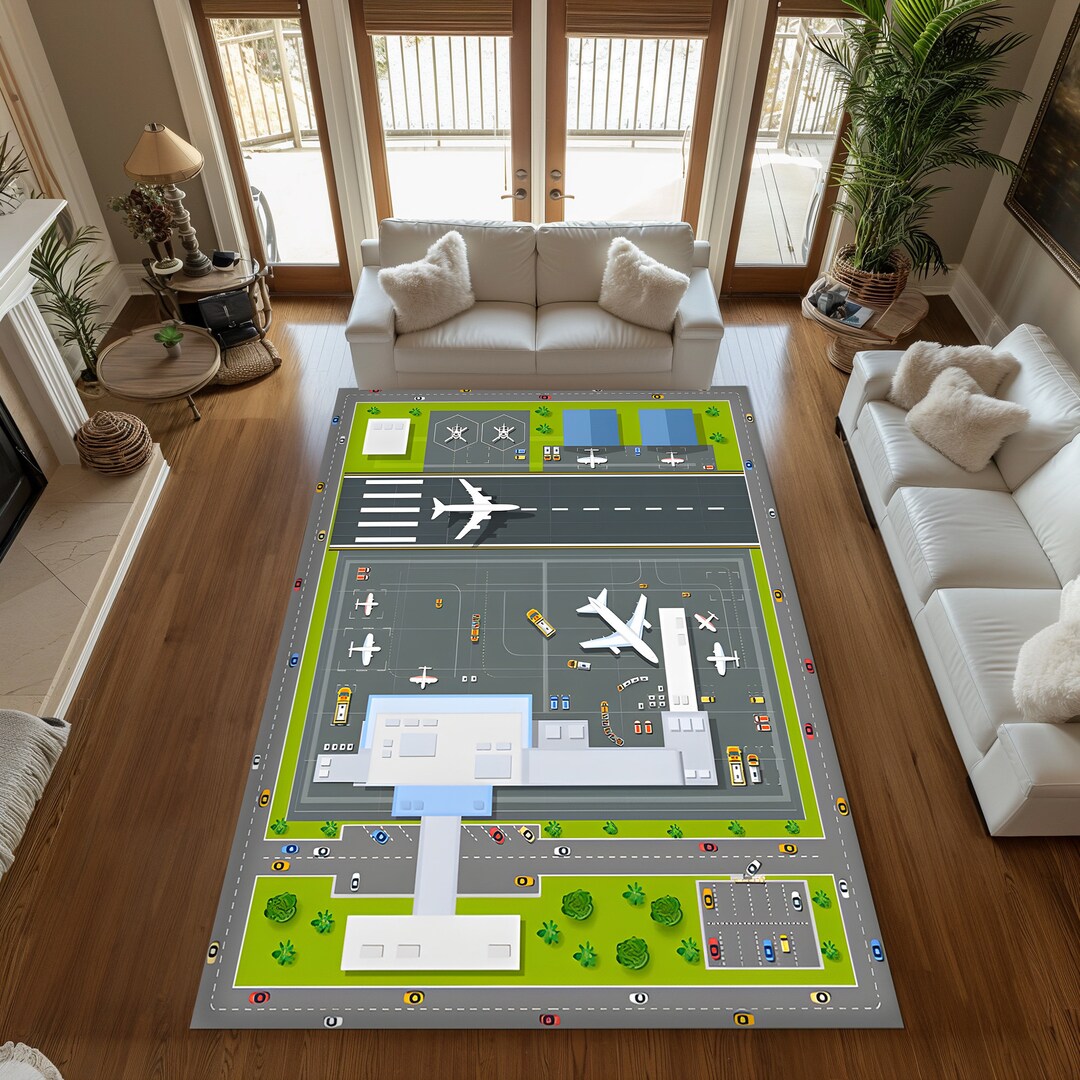 Airport Rug, Runway Rug, Plane Rug, Area Rug, for Living Room, for Kids ...