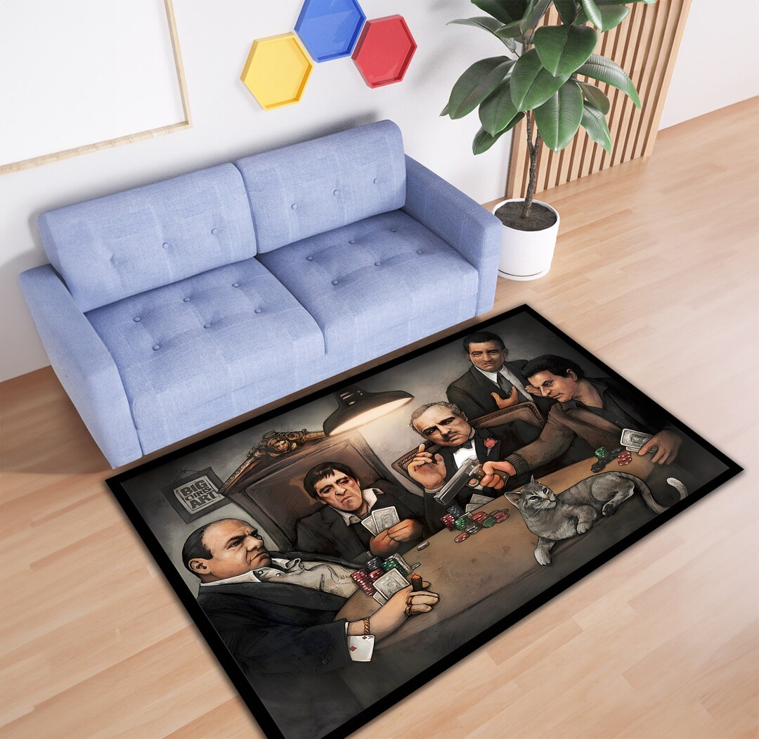 Scarface Rug, God Father Rug, Poker Theme Rug, Living Room Rug, Room ...