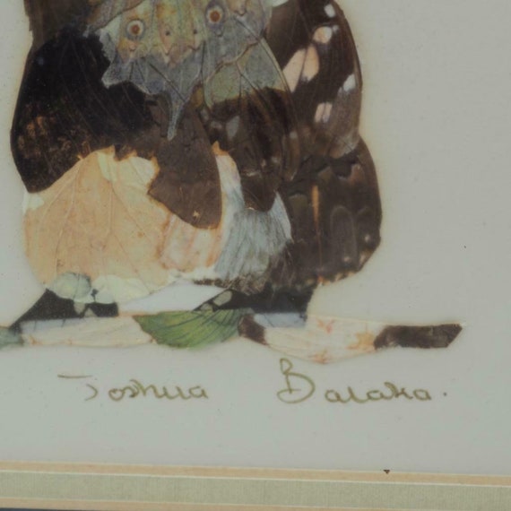 Joshua Balaka Signed Butterfly Wing Collage African Woman w/ Frame Art ...