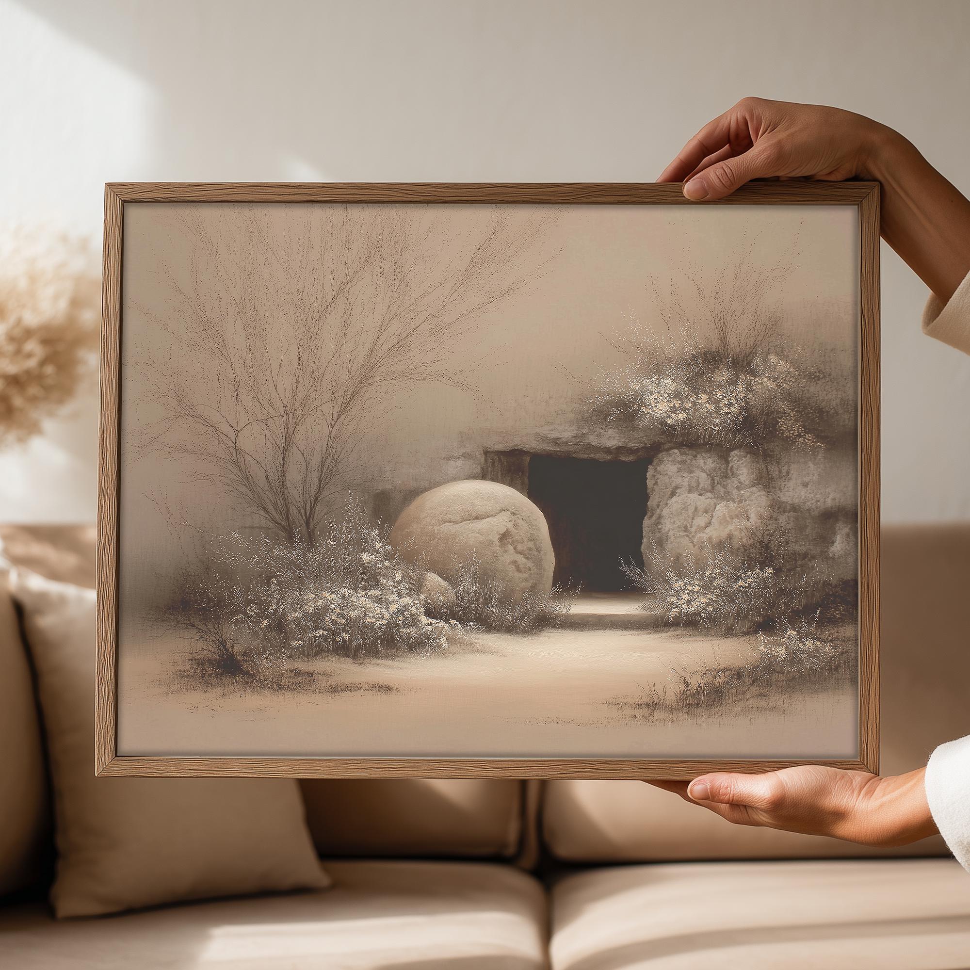 Empty Tomb Retro Christian Minimalist Wall Art Printable, Boho ...