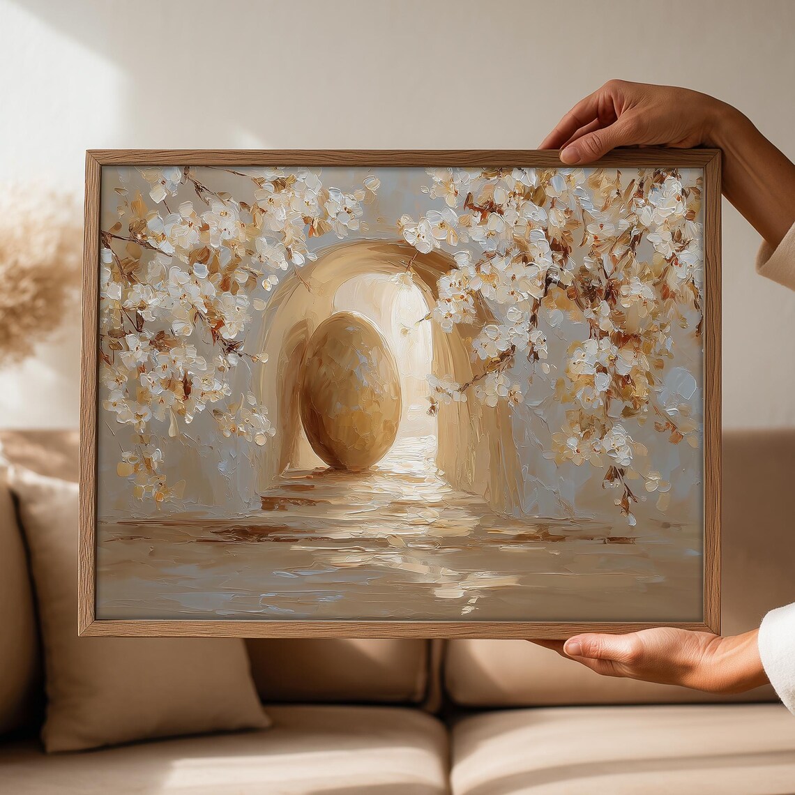 He is Risen Abstract Painting, Empty Tomb Canvas Artwork, Modern ...