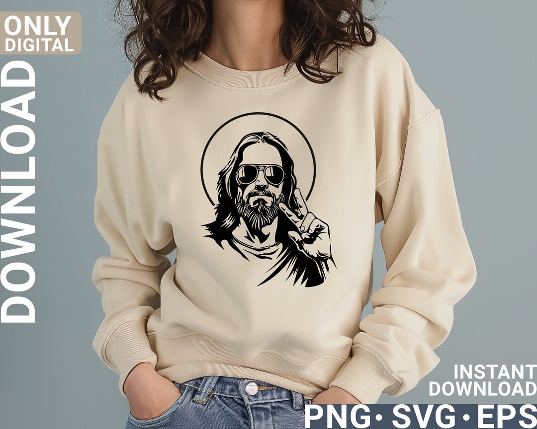 Cool Jesus Modern Art SVG Png Design, Jesus Svg, Jesus Peace Sign Svg ...