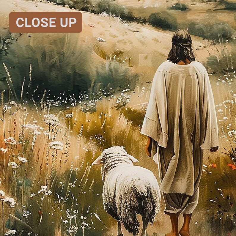 Parable of the Lost Sheep Wall Art, Jesus and Lamb Printable Wall Art ...