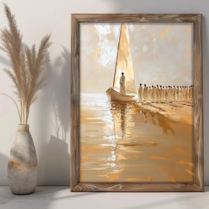 Sermon From Boat Wall, Jesus Teaching From Boat, Jesus Art, Fishers of ...