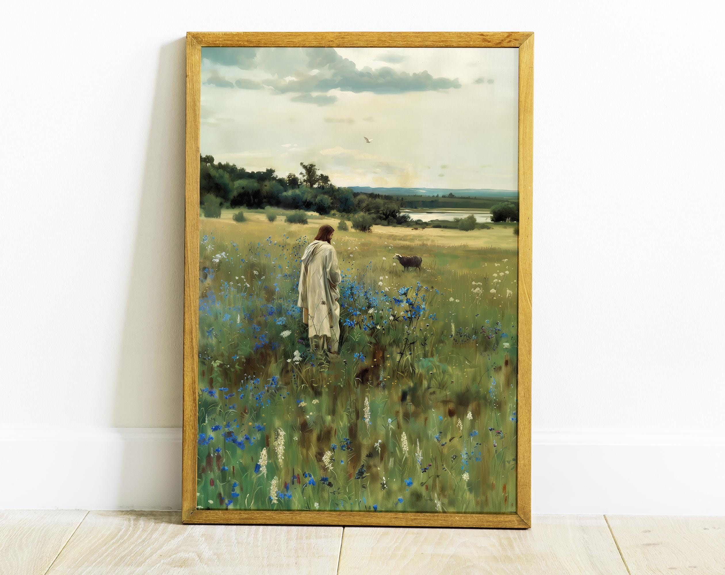 Parable of the Lost Sheep Print, Rustic Christian Wall Art (digital ...